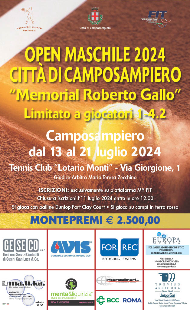 Ma.ti.ka. promotes the Open Tennis Male Tournament "Memorial Roberto ...